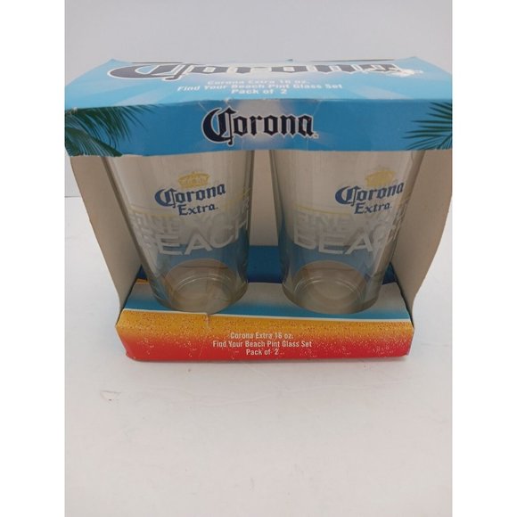 Corona | Kitchen | Corona Extra 6 Oz Find Your Beach Pint Glass Set Of ...